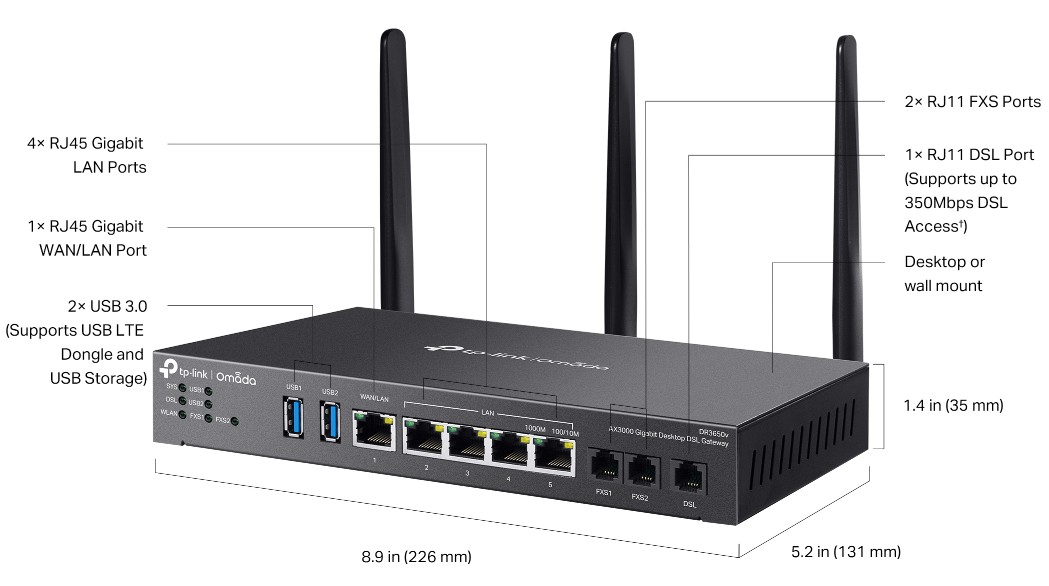Buy TP-Link DR3650V Omada AX3000 Wi-Fi 6 Gig... | Comms Express