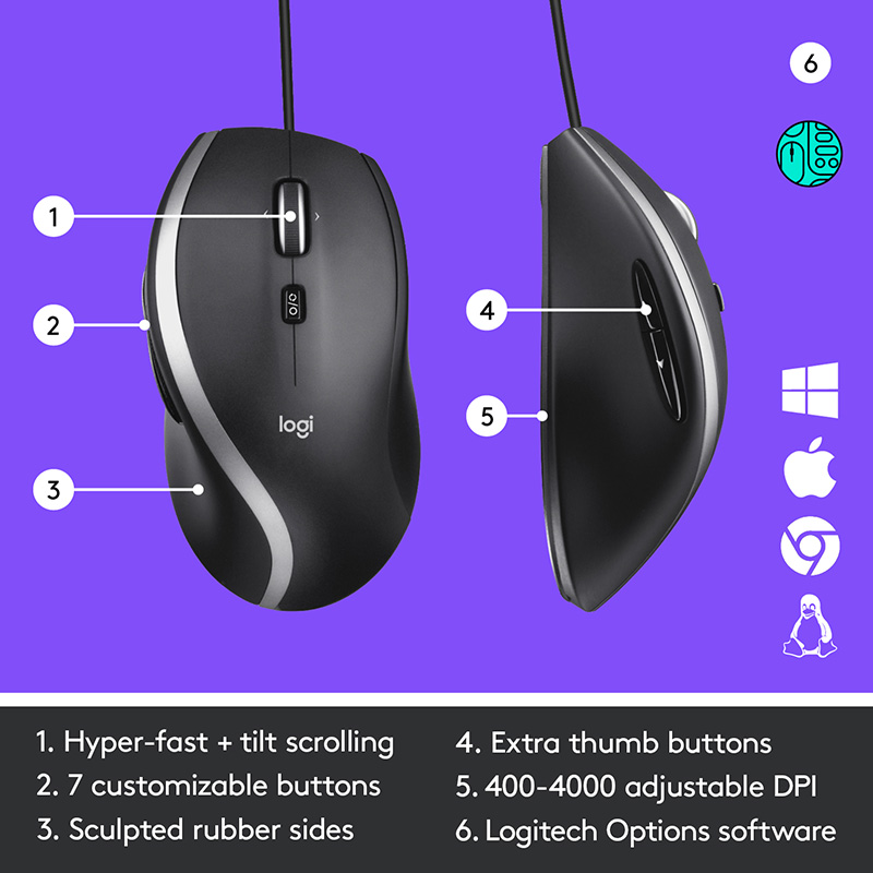 Buy Logitech 910-005784 M500S Advanced Corded Mouse | Comms Express